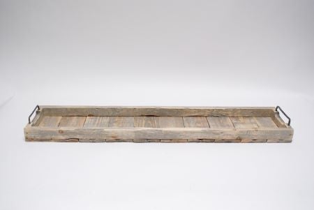 Long rustic wooden rectangle tray with handles | Made in a Barn